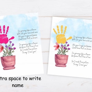 Printable Mothers Day Handprint Art, I'm Growing Like A Flower Mom ...