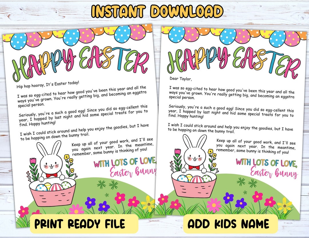 Easter Bunny Letter Printable, Letter From Easter Bunny, Simple Easter ...
