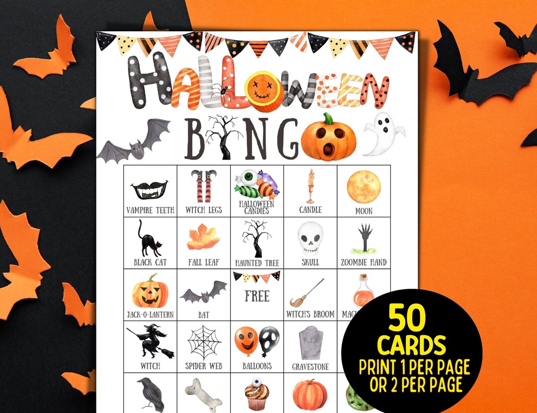 Halloween Bingo for Kids Printable, 50 Halloween Bingo Cards, Halloween ...