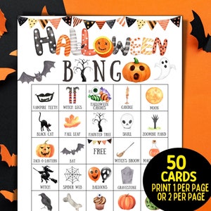Halloween Bingo Cards for Kids, Halloween Games Printable, Halloween ...