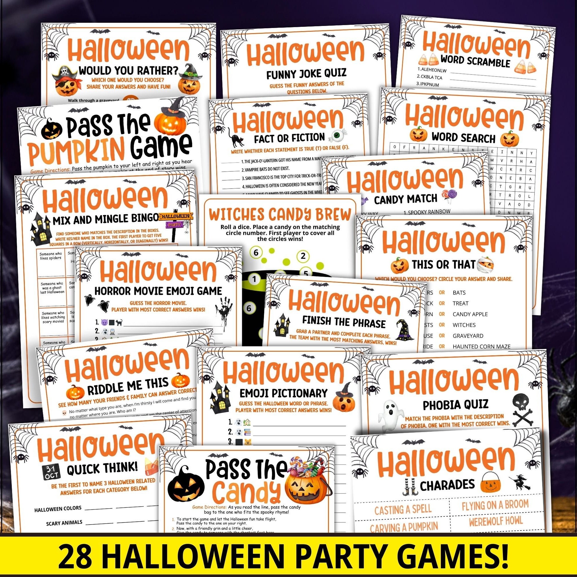 Printable Halloween Games Adults Kids, Halloween Party Games 2024, Teen ...