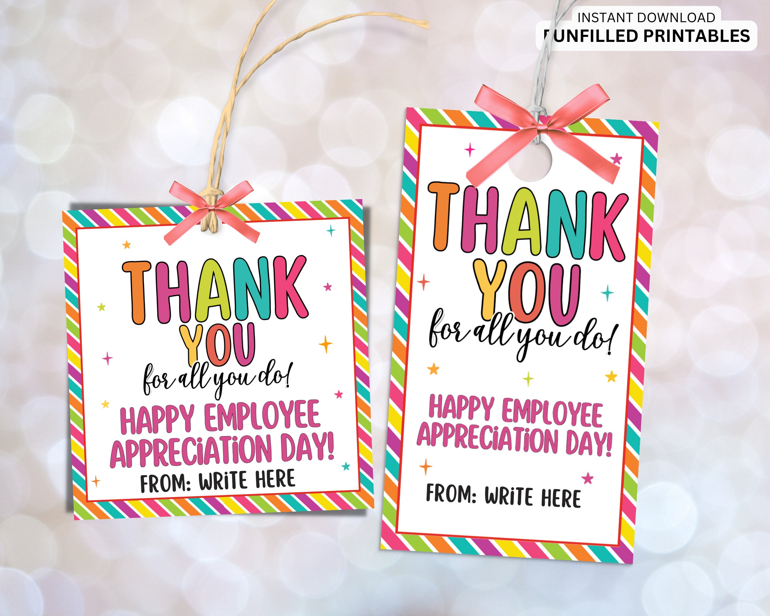 Employee Appreciation Tags, Happy Employee Appreciation Day Gift Tag ...