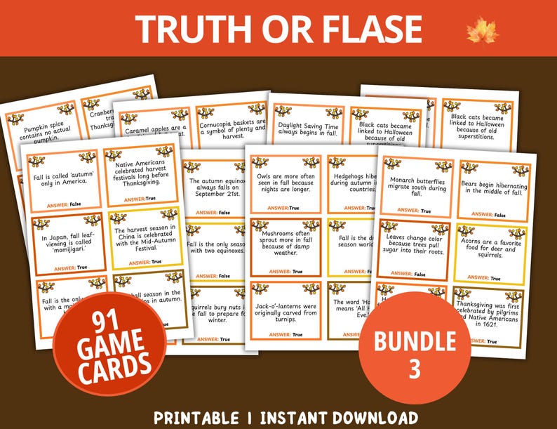 Fall Games Bundle Printable Fall Party Games for Adults Kids ...