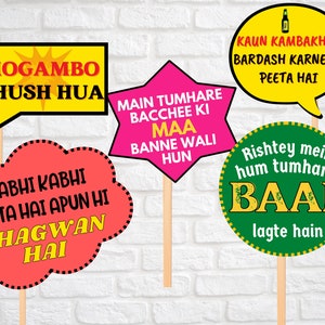 Bollywood Film Dialogue Photo Booth Props, Bollywood Party Signs, Desi ...