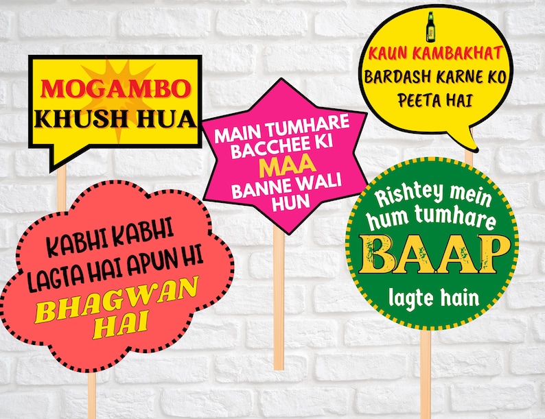 Bollywood Film Dialogue Photo Booth Props Bollywood Party - Etsy