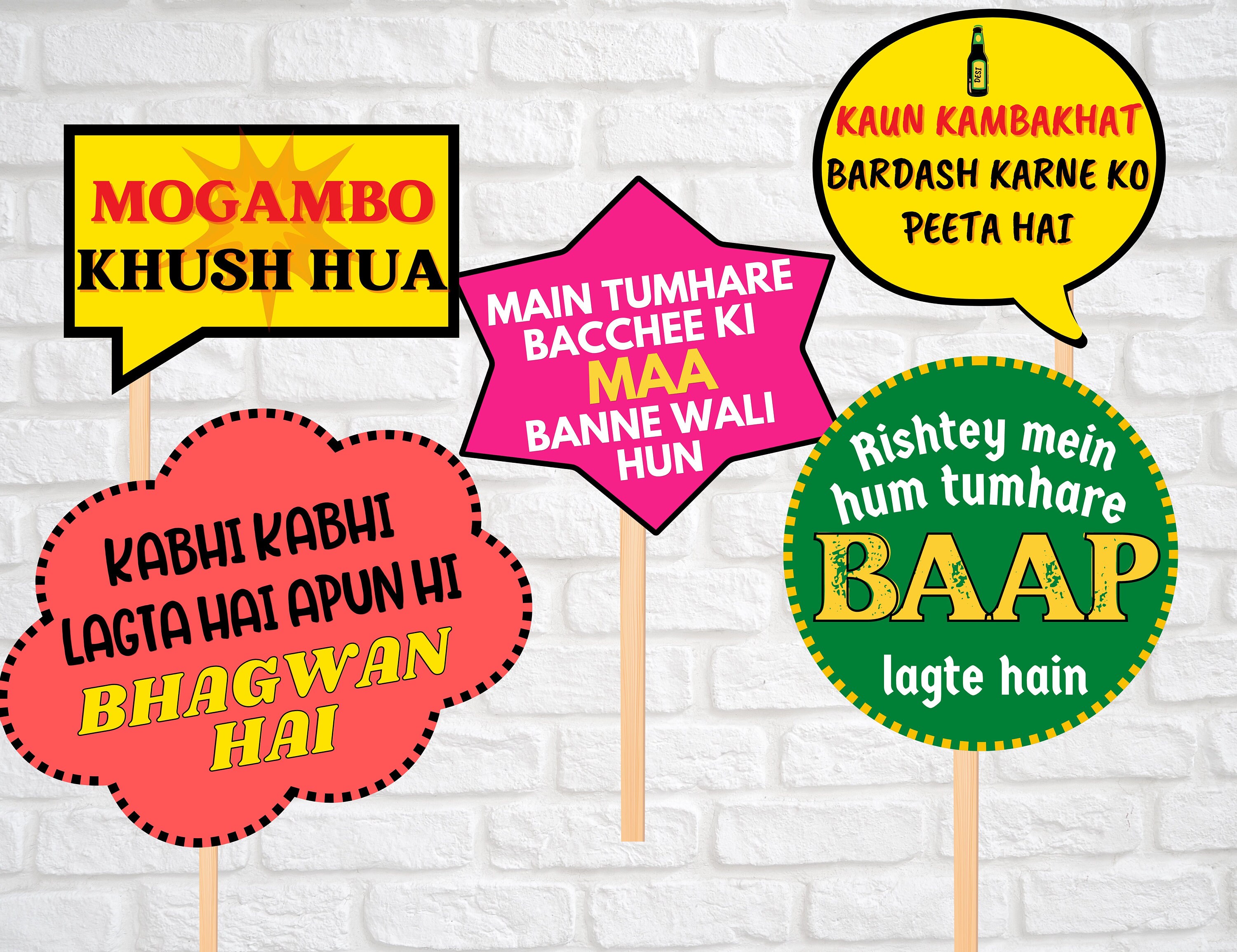 Bollywood Film Dialogue Photo Booth Props, Bollywood Party Signs, Desi ...