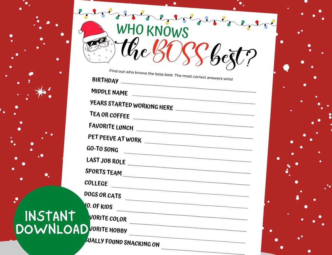 Who Knows the Boss Best Christmas Office Party Game Printable - Etsy