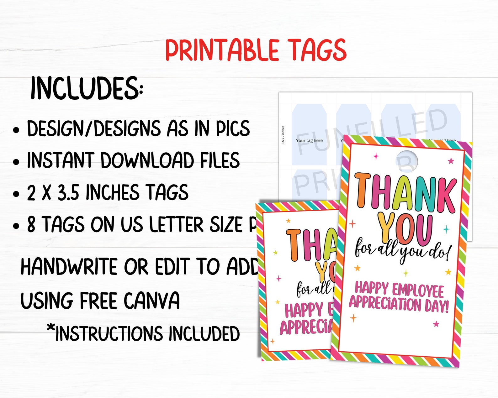 Employee Appreciation Tags, Happy Employee Appreciation Day Gift Tag ...
