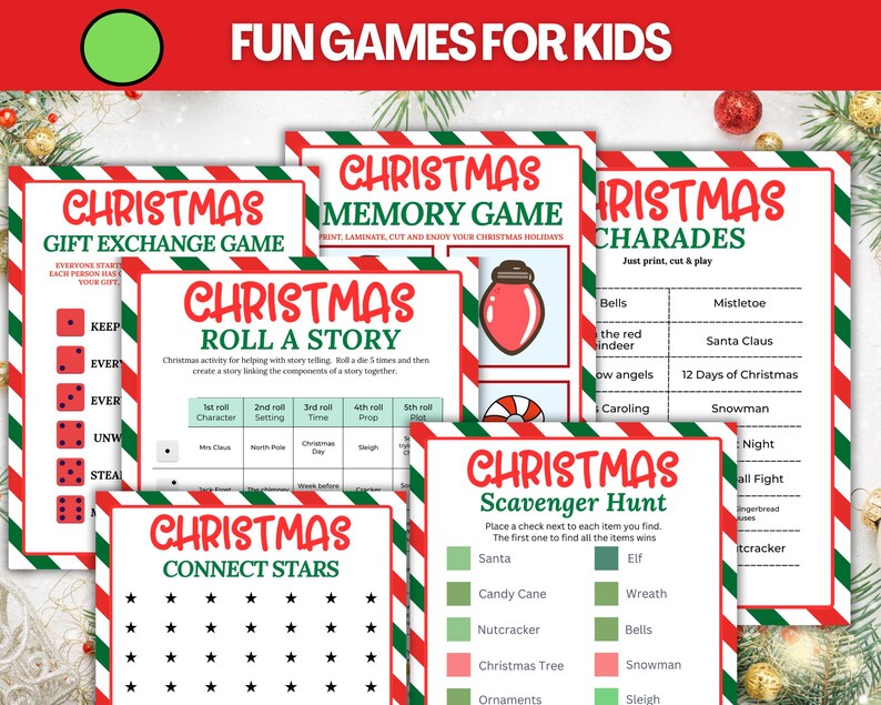Kids Christmas Games Activities Bundle, Printable Christmas Party Games ...