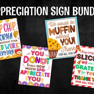 Appreciation Sign Printable Bundle for Staff Appreciation, Teacher ...