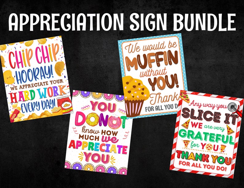 Printable Appreciation Sign Bundle, Teacher Employee Staff Appreciation ...
