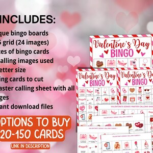 20 Valentines Day Bingo Cards, Valentines Bingo for Kids, Printable ...
