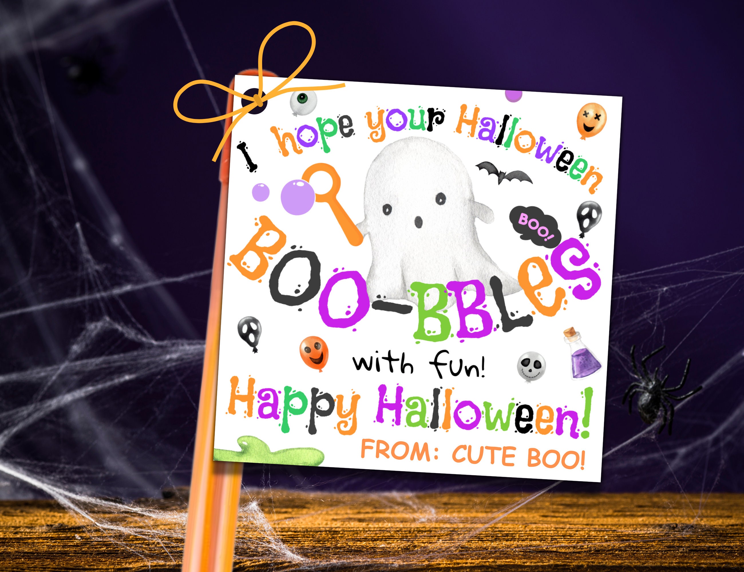 Halloween Bubbles Tag for Kids, Boo Bubbles Gift Tag, Halloween Class ...