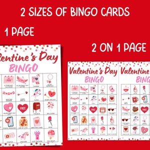 50 Valentines Bingo Cards, Valentines Day Bingo Game for Kids Adults ...