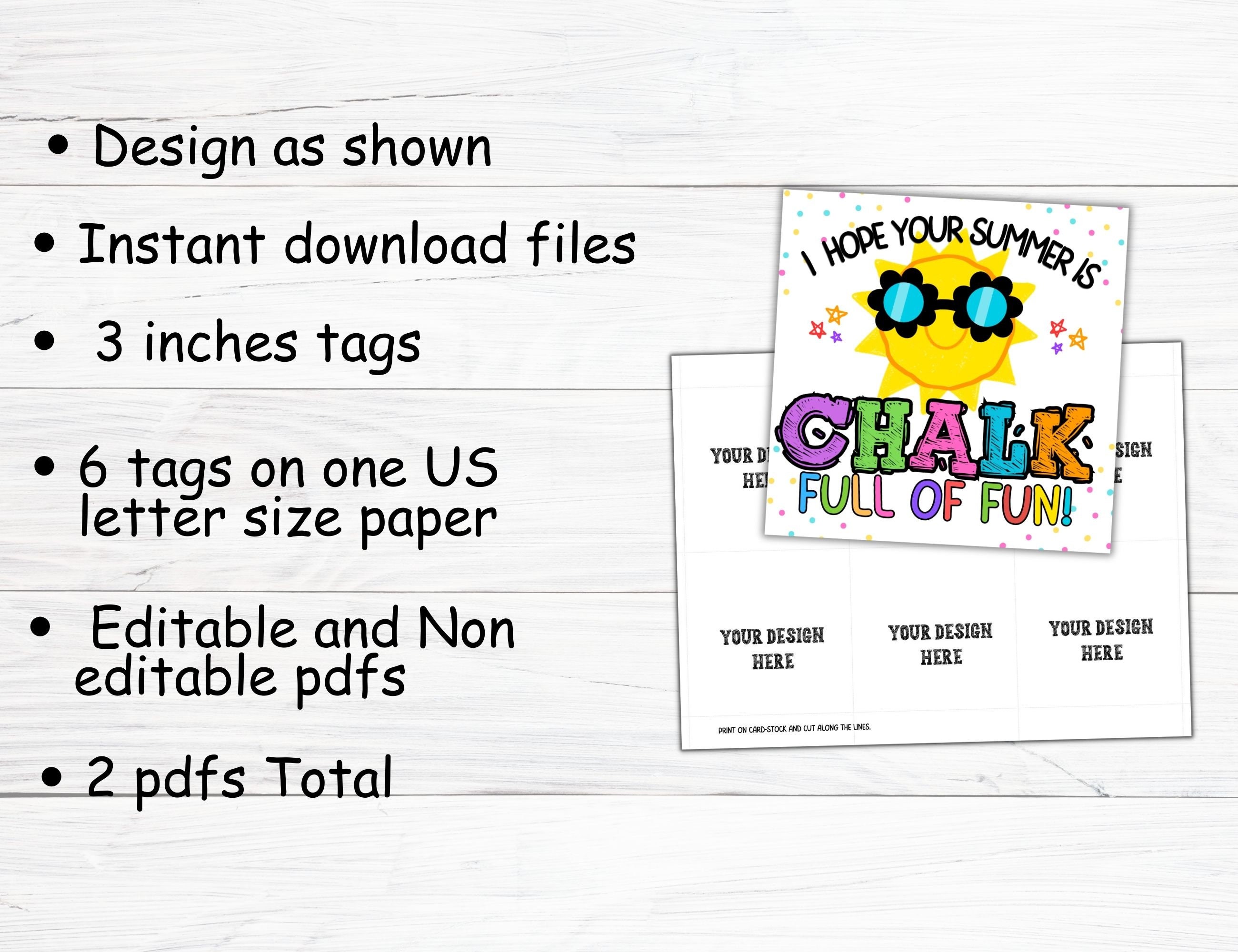 End of School Year Gift Chalk Gift Tag Classroom Printable Chalk Full ...