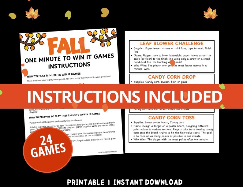 Minute to Win Fall Games, Fun Fall Games, Fall Party Games for Kids ...