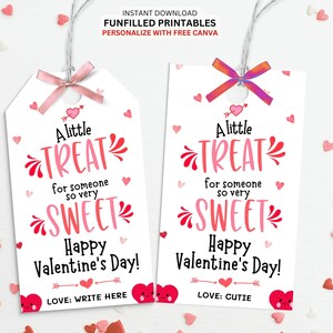 Valentine Sweet Treat Tag, Kids Valentines Treat Bags Tag, School ...