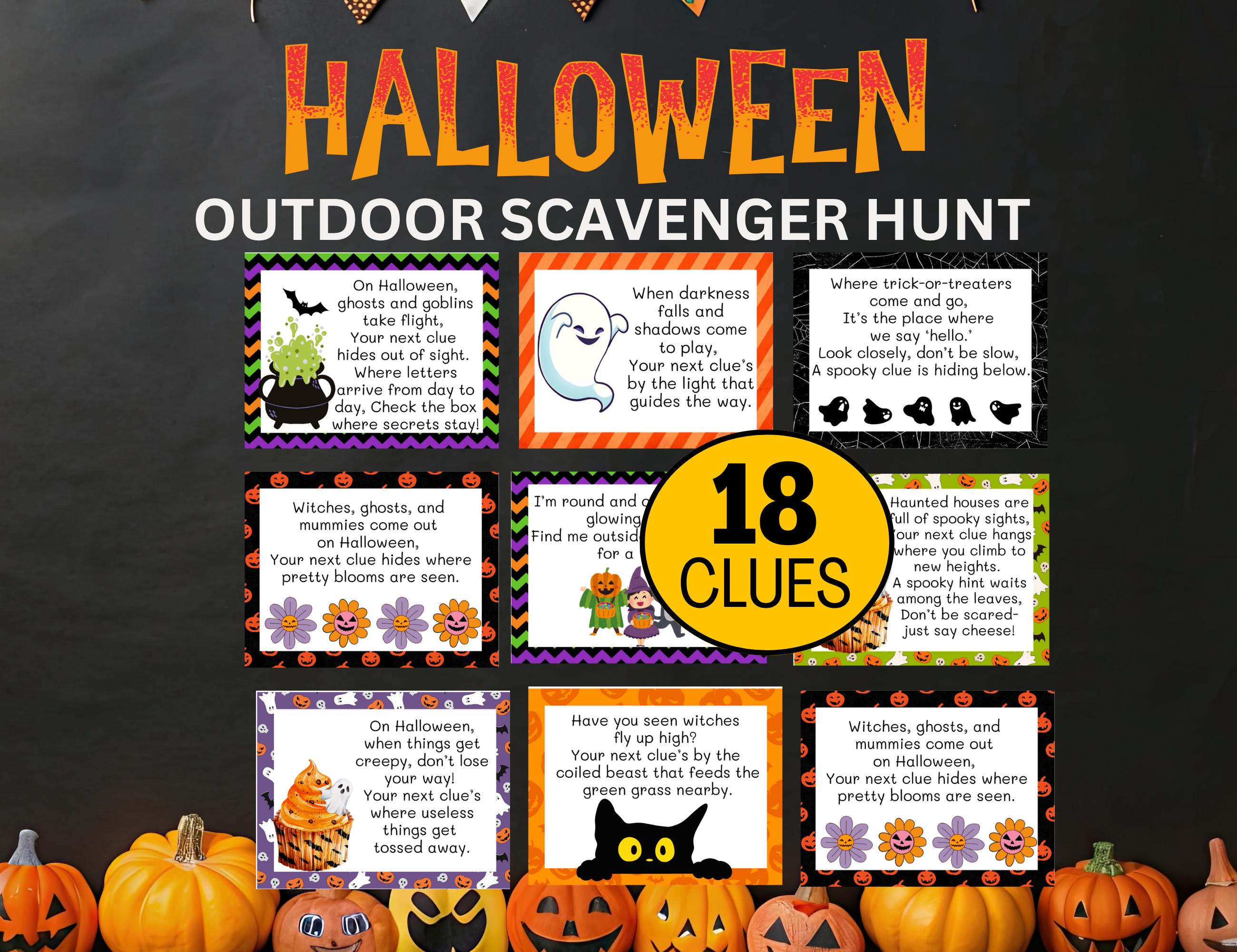 Outdoor Halloween Scavenger Hunt Kid Teens Scavenger Hunt Riddles Clues ...