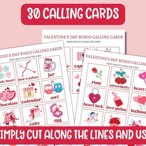30 Valentines Day Bingo Game Cards, Printable Valentines Bingo ...