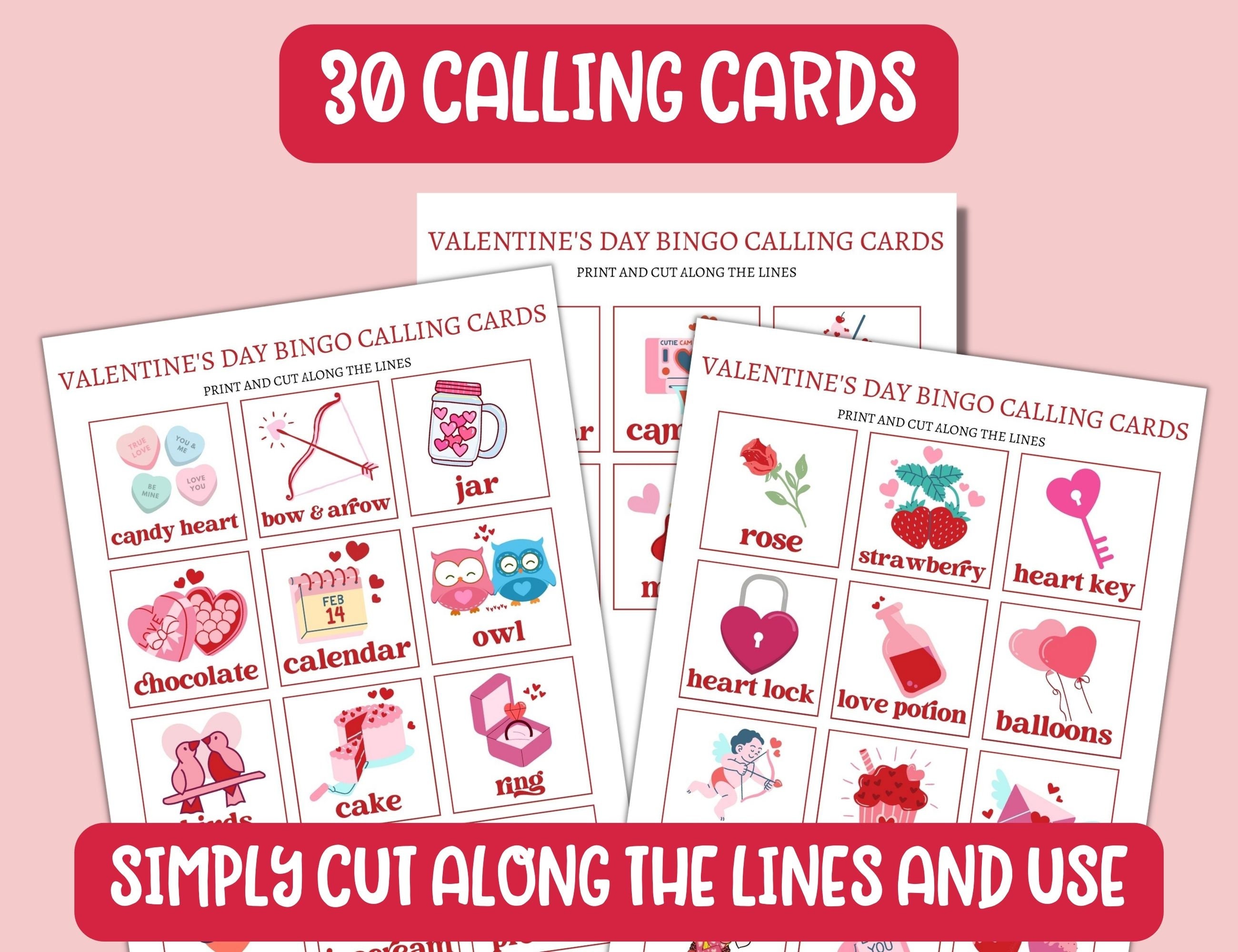 30 Valentines Day Bingo Game Cards, Printable Valentines Bingo ...