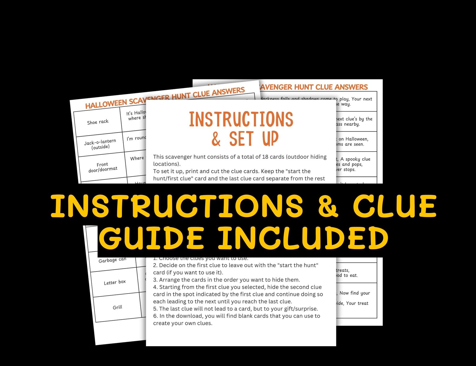 Outdoor Halloween Scavenger Hunt, Kids Halloween Treasure Hunt Clues ...