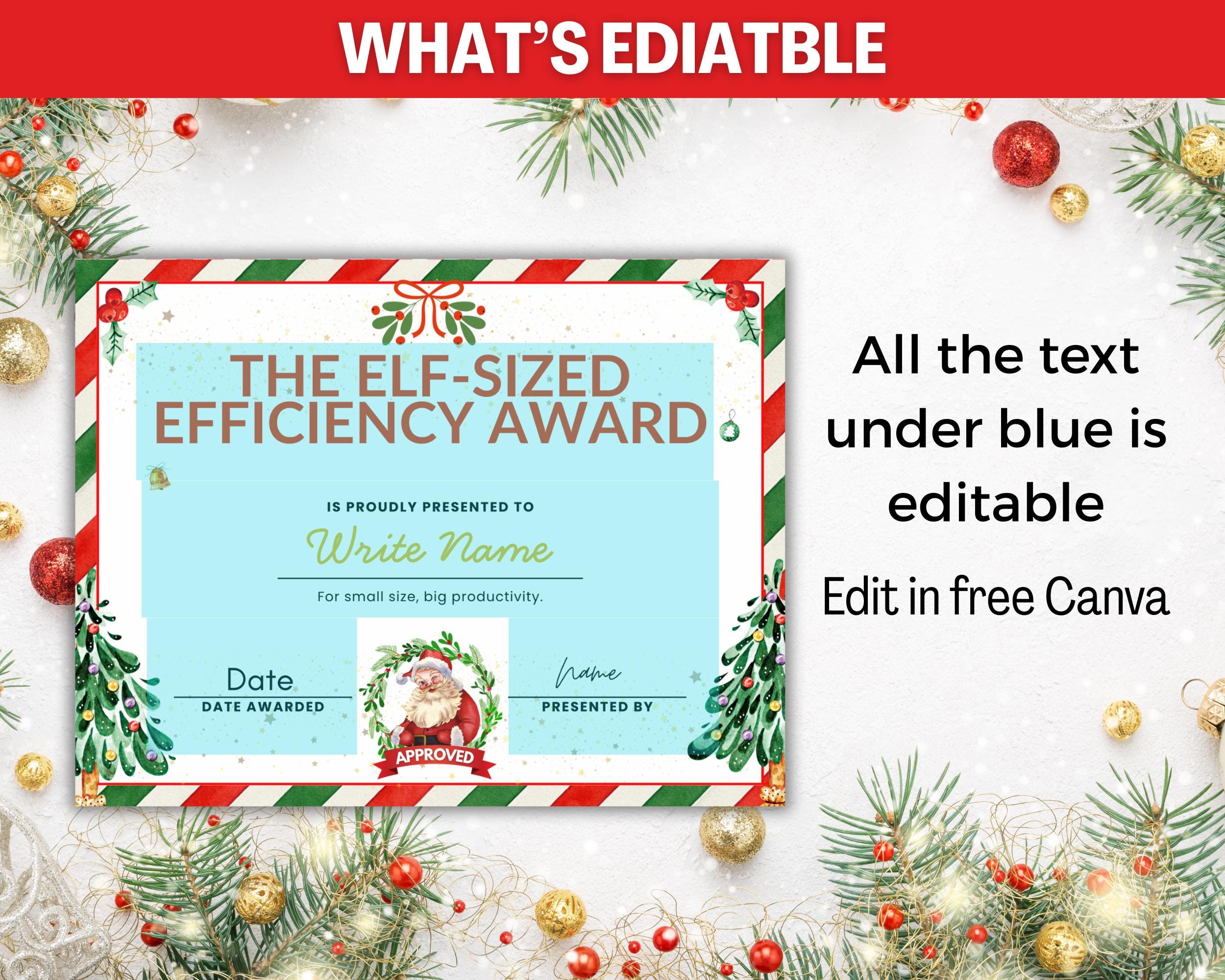 Funny Employee Awards Christmas, Holiday Certificates, Editable Office ...
