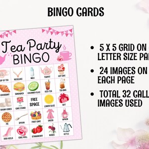 40 Tea Party Bingo Cards, Tea Party Games, Tea Birthday Party ...