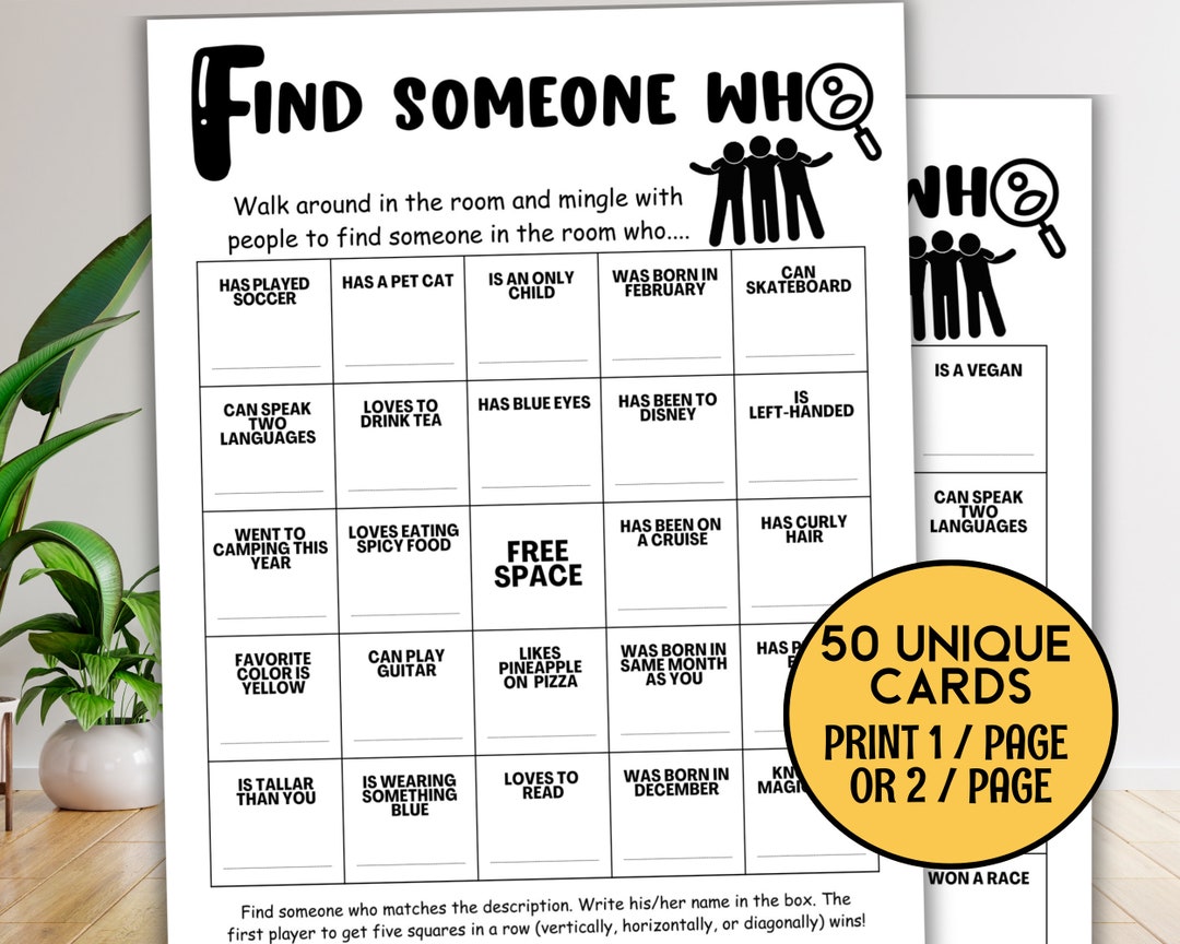 Get to Know You Bingo, Find Someone Who Icebreaker Bingo Game Activity ...