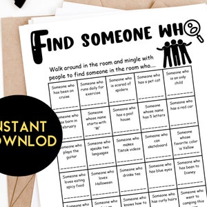 Find Someone Who Game, Icebreaker Bingo, Reunion Game, Find the Guest ...