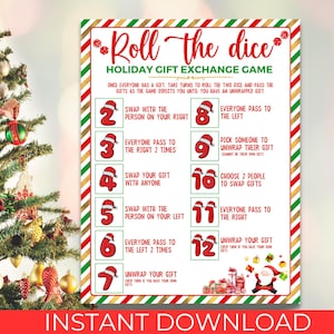 Roll the Dice Christmas Gift Exchange Game, Christmas Dice Game ...