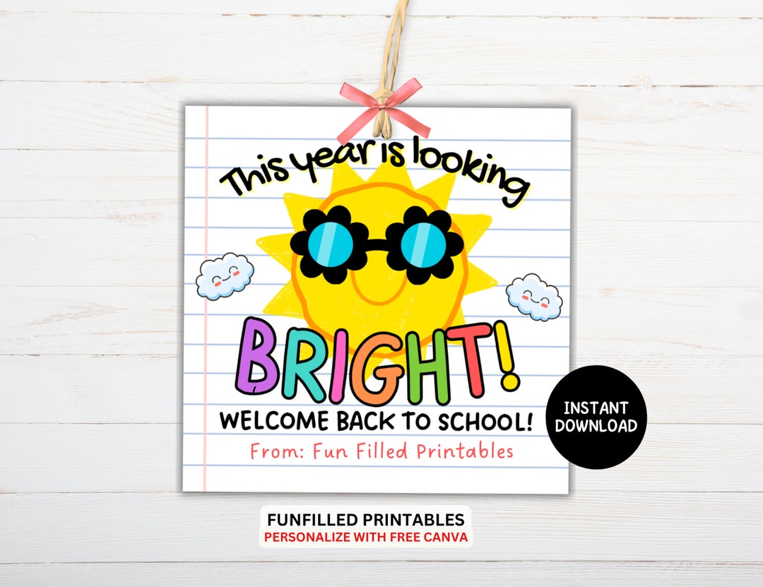 Back to School Tag for Student Gift From Teacher, Sunshine Bright Year ...
