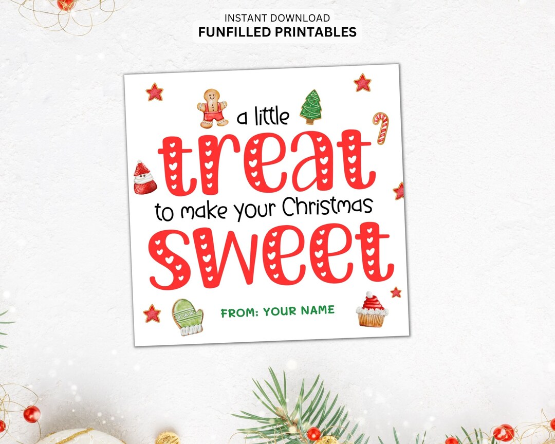 Christmas Treat Tags, Printable Christmas Tags, Treat Bag Tags for ...