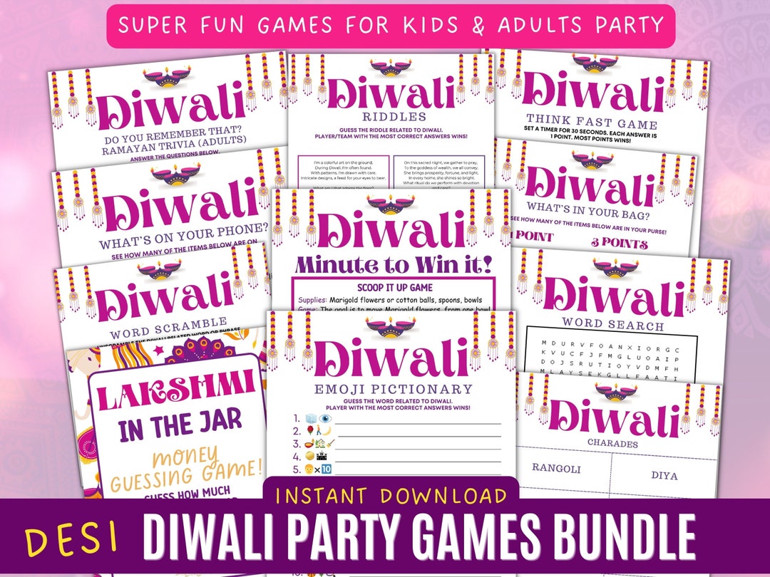 Printable Diwali Games Diwali Party Games Bundle Desi Diwali - Etsy