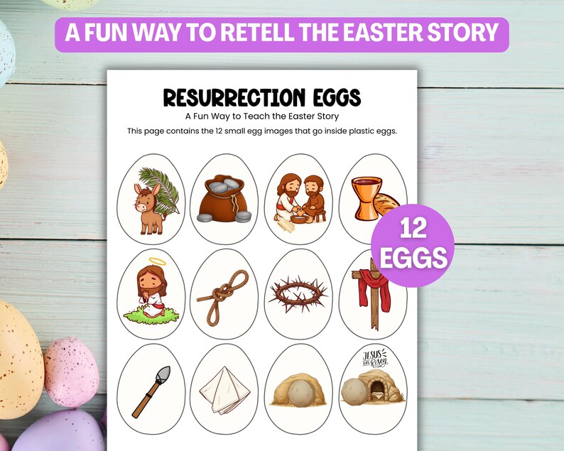 Easter Story Resurrection Eggs Printable, Christian Easter Story Egg ...