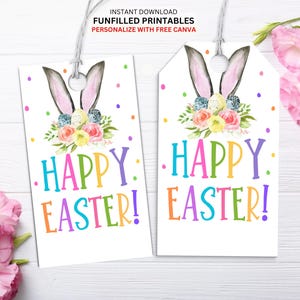 Editable Bunny Easter Gift Tags Printable, Easter Treat Tags, Easter ...