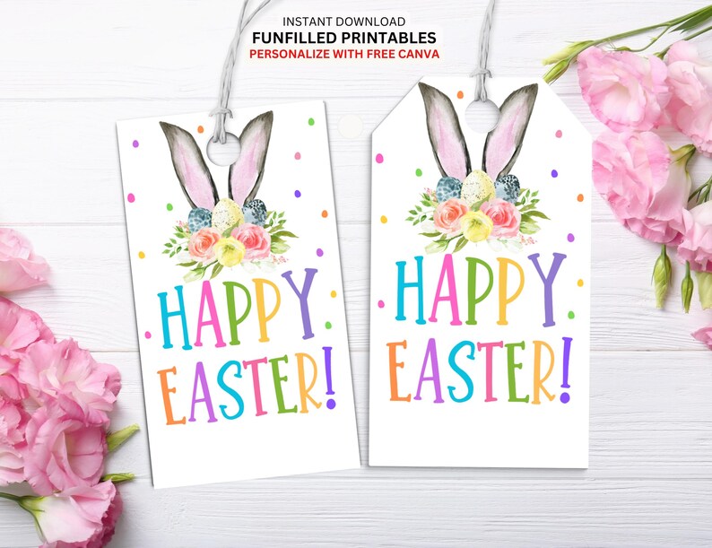 Editable Bunny Easter Gift Tags Printable, Easter Treat Tags, Easter ...
