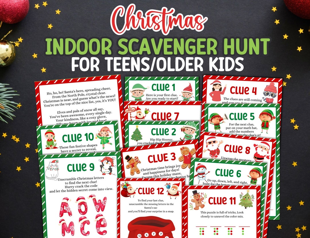 Christmas Scavenger Hunt for Teens, Indoor Christmas Treasure Hunt for ...