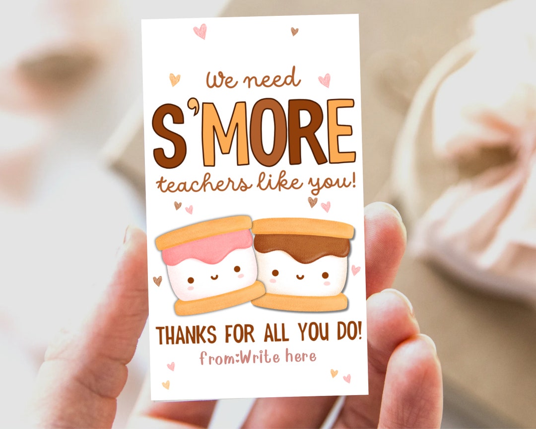 Teacher Smores Gift Tag, Smore Teacher Appreciation Tag, Smore Teacher ...