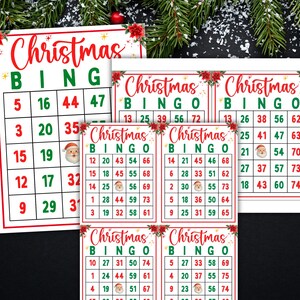 200 Christmas Bingo Cards, Printable Christmas Number Bingo for Adults ...