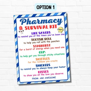 Pharmacist Appreciation Week Gift, Pharmacy Survival Kit Tag Printable ...