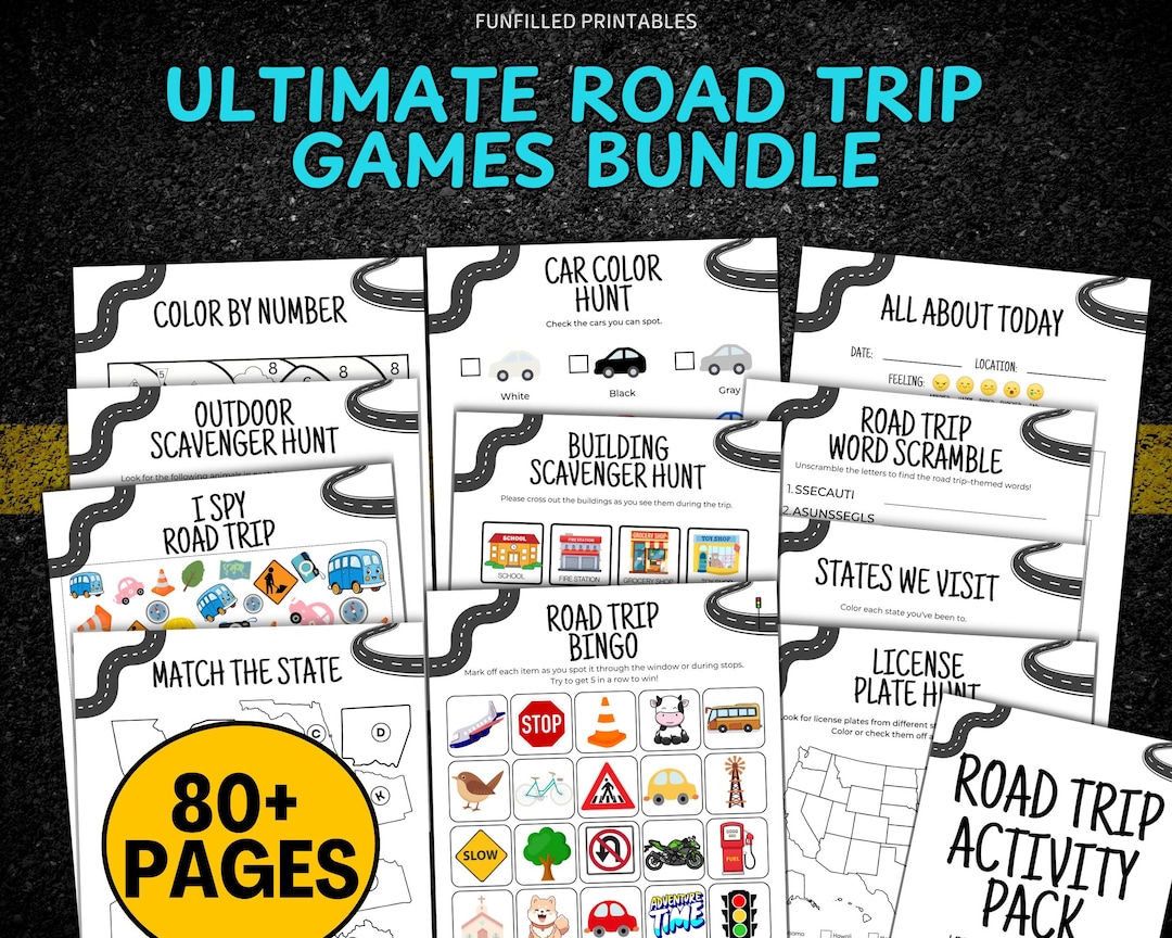 Mega Kids Road Trip Games Printable, Travel Activities Pack, Family ...