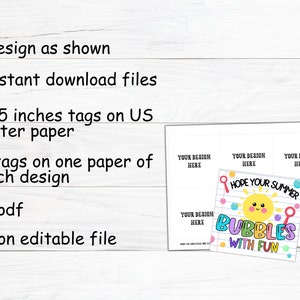 End of School Year Gifts Tags, Bubble Wand Gift Tags, Students ...