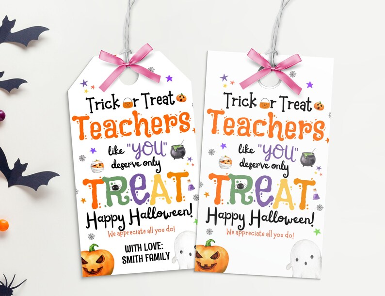 Halloween Teacher Gift Tags, Teacher Treats Tags, Teacher Cookies Tags ...