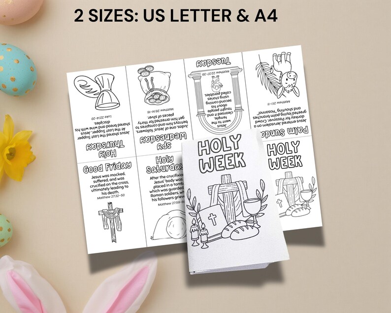 Holy Week Mini Coloring Book Printable Easter Story Craft for Kids ...