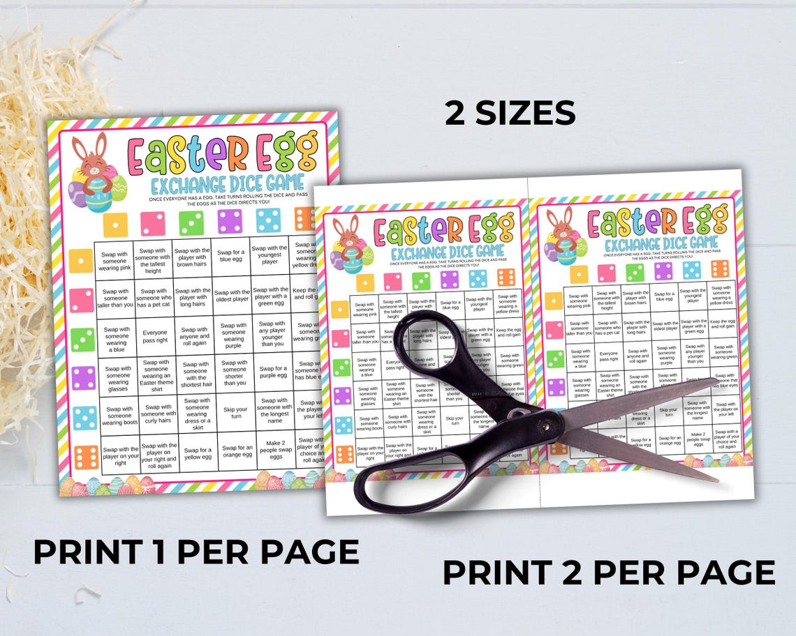 Easter Egg Exchange Dice Game, Printable Roll the Dice Easter Games ...