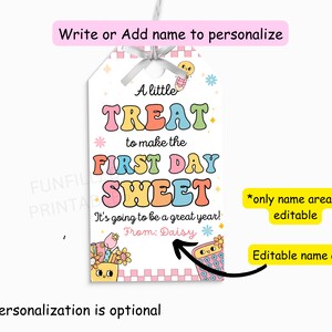 Back to School Teacher Gift Tag, First Day of School Teacher Gift ...