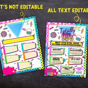 90s Teacher Appreciation Week Theme Flyer Template Canva Editable ...