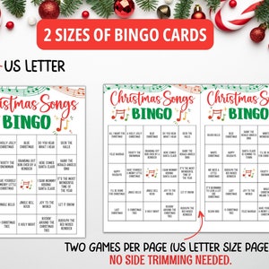 30 Christmas Song Bingo Cards, Christmas Party Games, Printable ...