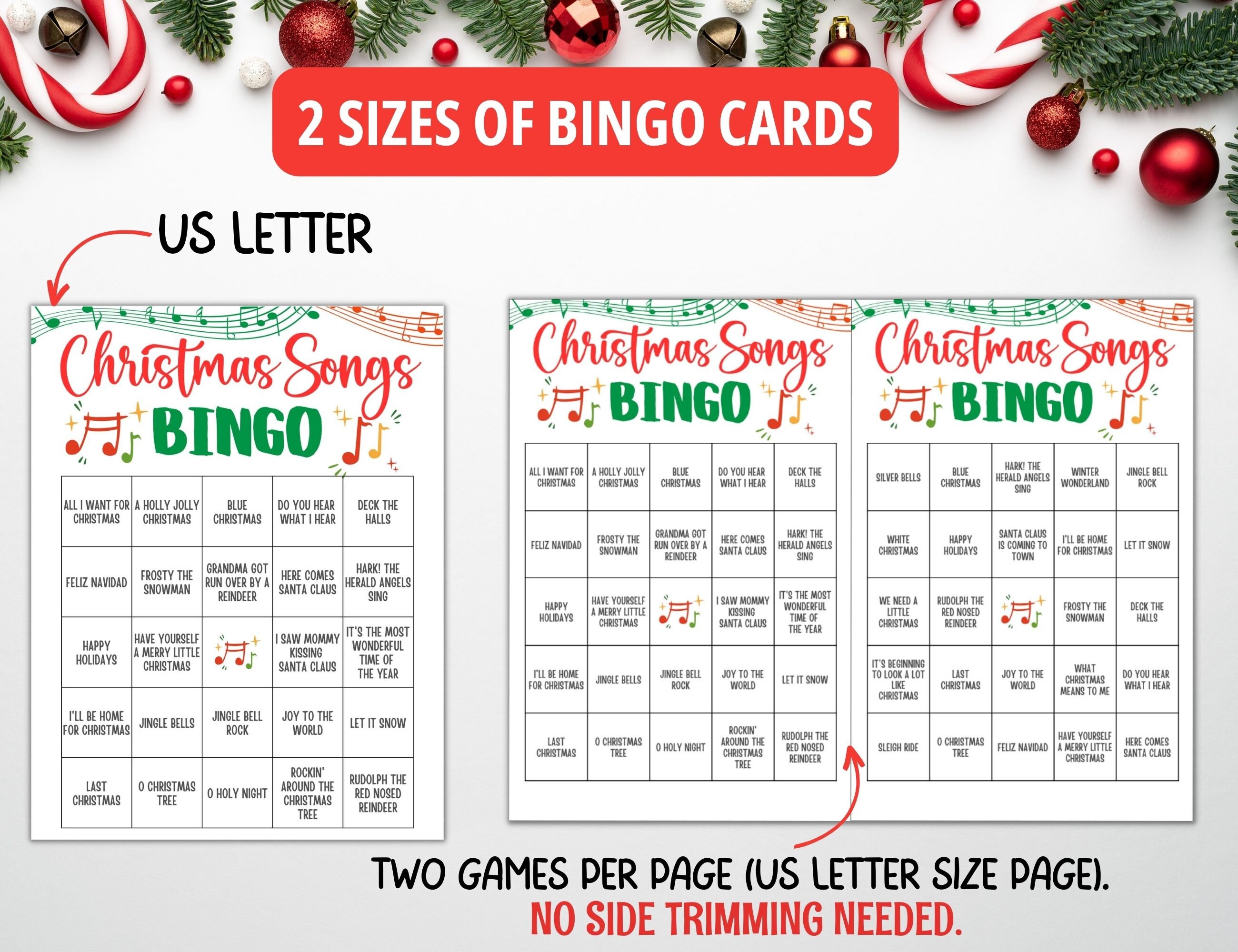 Christmas Song Bingo, 100 Christmas Music Bingo Cards, Christmas Carol ...