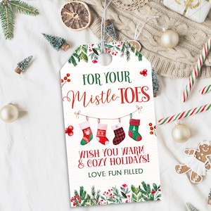 For Your Mistletoes Christmas Gift Tag, Printable Christmas Sock Gift ...